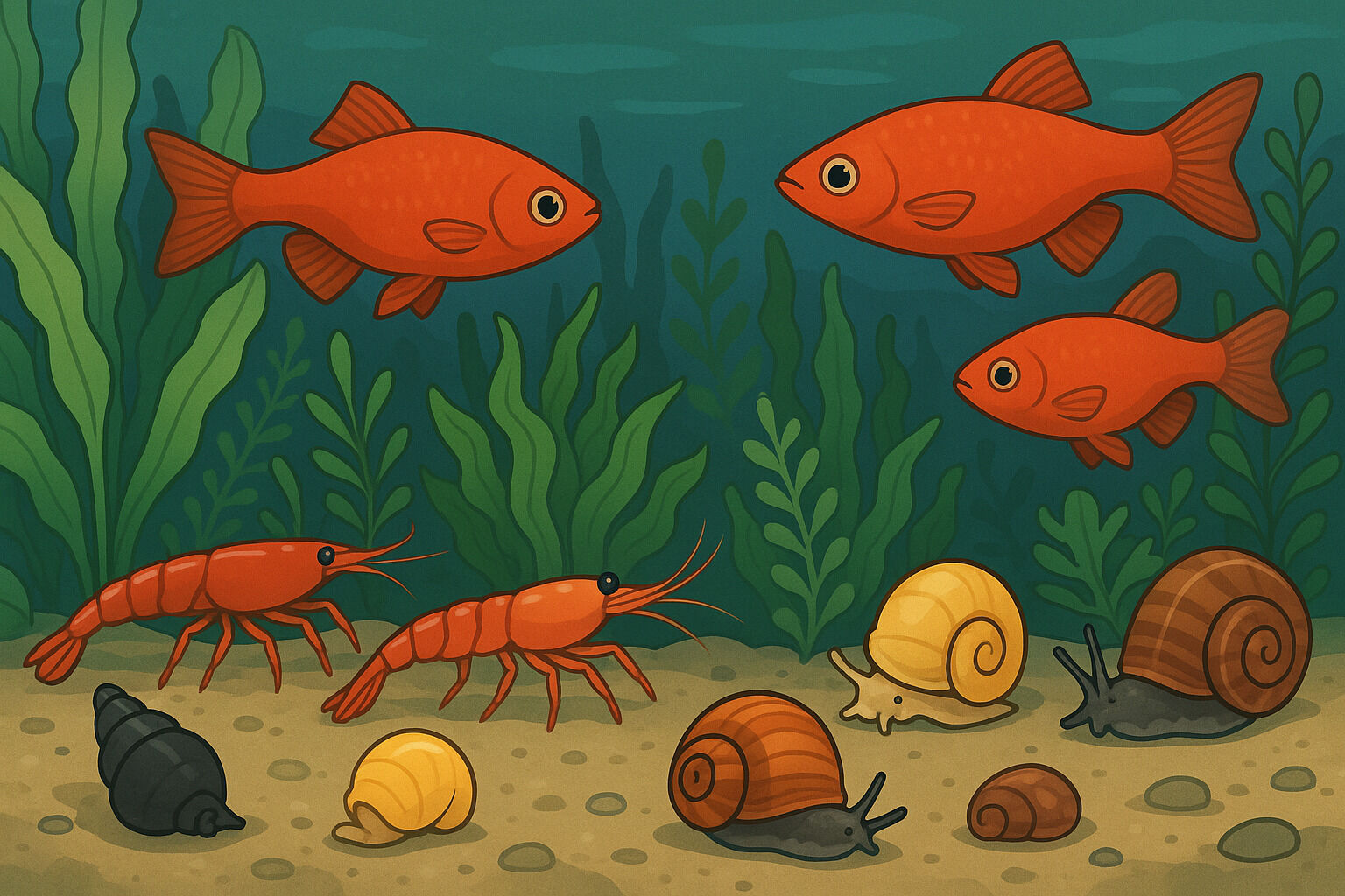 Welke Slakken Kunnen Samenleven met Garnalen en Vissen - MrShrimp.nl